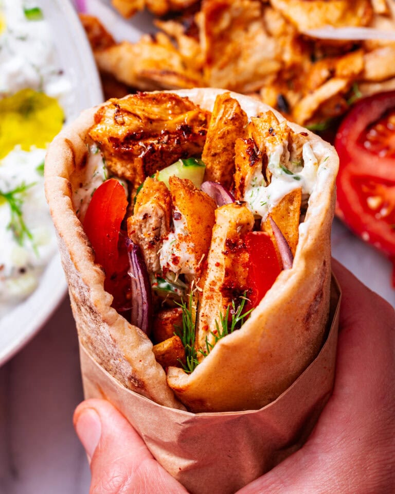 Vegan Gyros with Tzatziki and Crispy Fries - School Night Vegan